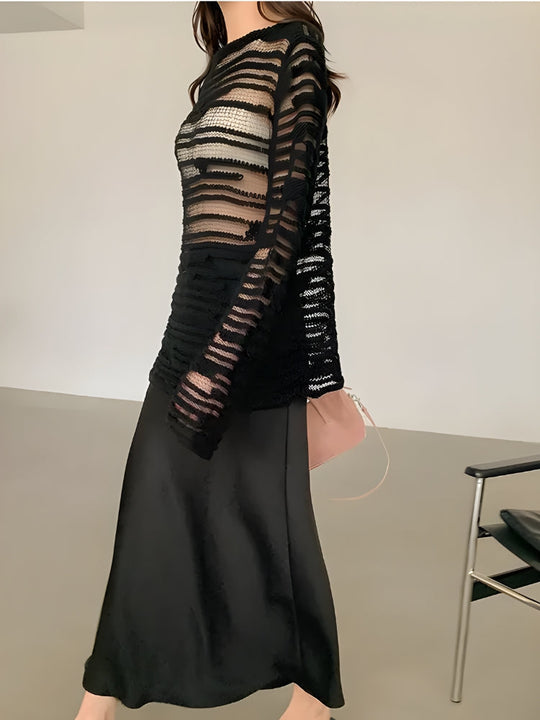 Sheer Loose Knitted Sweater - Litlookz Studio