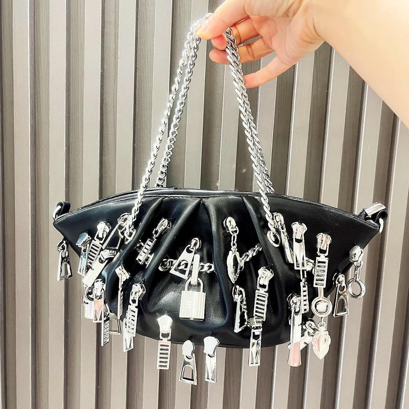 Weirdcore Zipper Charm Shoulder Bag - Litlookz Studio