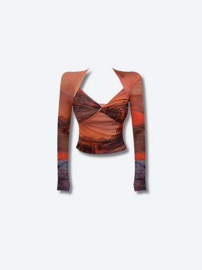 Y2K Sunset Mesh Top - Litlookz Studio