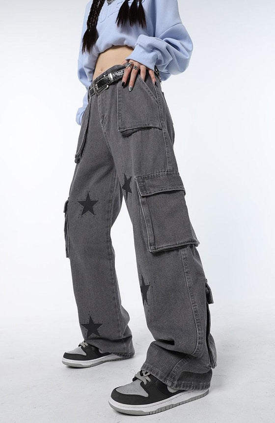 Y2K Star Printed Cargo Pants - Litlookz Studio
