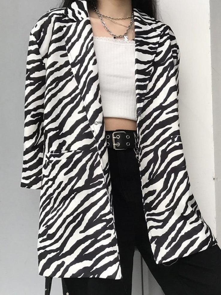Zebra Print Long Blazer - Litlookz Studio
