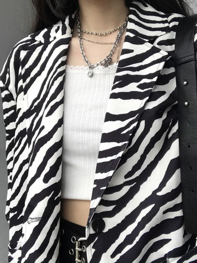 Zebra Print Long Blazer - Litlookz Studio
